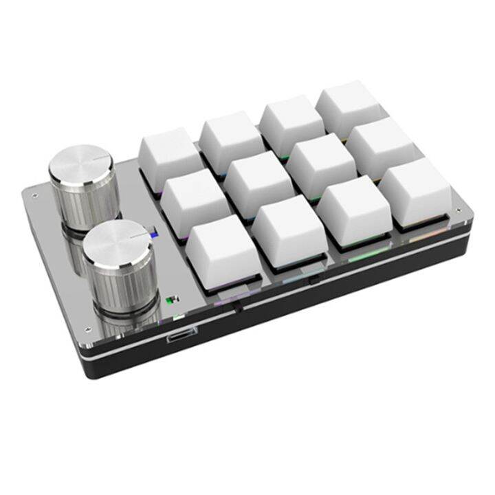 USB Macro Mini Keyboard 12 Keys 2 Knob Programming Keypad Hot-Swap Customization Gaming ...
