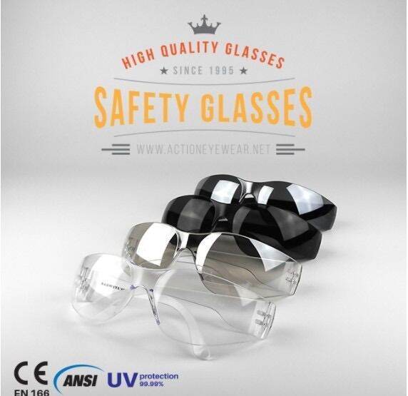 แว่นตานิรภัย แบรนด์ Action Eyewear รุ่น : R68 AF (กันฝ้า 100%) มีของแถม ...