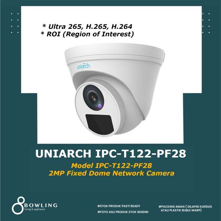 Ip Camera CCTV UNIARCH IPC-T122-PF28 2MP Fixed Dome Network Camera ...