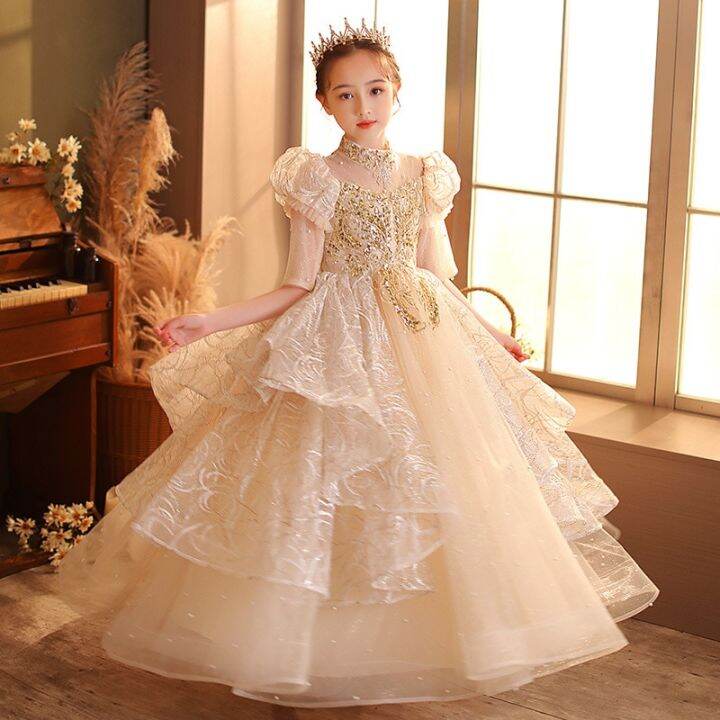 Sequins Beaded Kids Dresses For Party Wedding Dress Children Pageant ...
