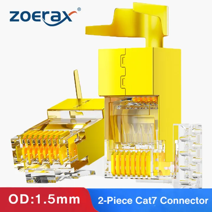 ZoeRax 2-Piece CAT6A & CAT7 Shielded RJ45 Modular Plug Connector 50μ ...