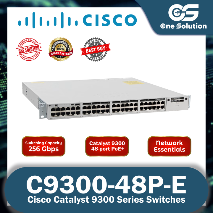 Cisco Catalyst 9300 Series Switch C9300-48P-E Network Essentials 48 Port PoE+ Modular Uplinks ...