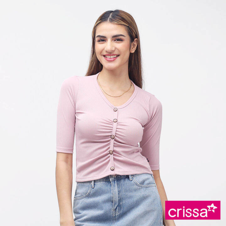 Crissa Rib Knits Short Sleeves Blouse CST13-0052 | Lazada PH