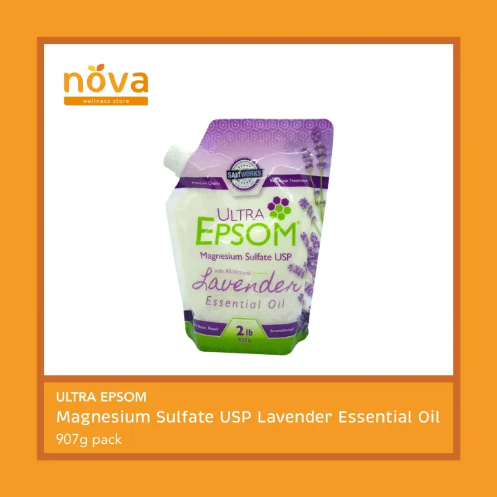 Ultra Epsom Magnesium Sulfate USP Lavender Essential Oil 907g (pack ...