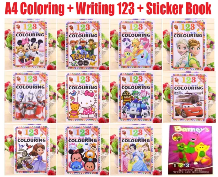 Kids Coloring & Writting Number Book Sticker A4 Size Early Learning ...