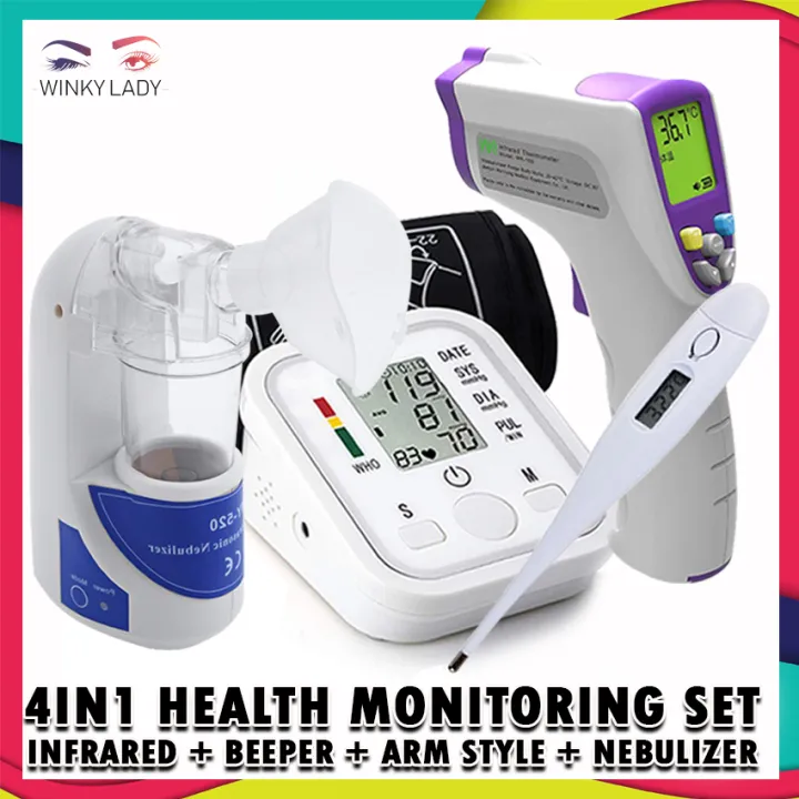 BUNDLE 4 IN 1 Electronic Blood Pressure Monitor Arm Style (White ...