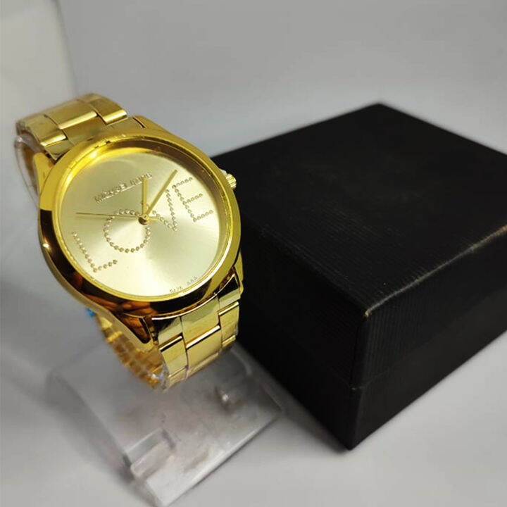 Michael Kors MK3803 Ladies Slim Runway Love Crystal All Gold Tone ...