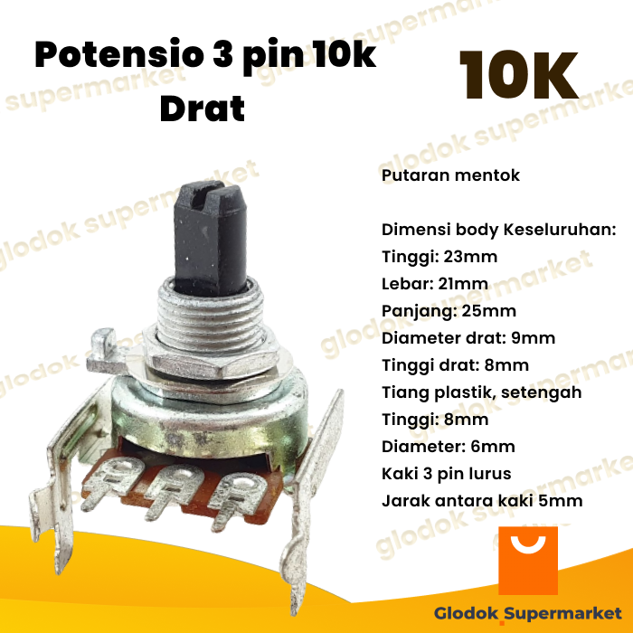 Potensio 3 pin 10k Drat Mono Kaki 3 Lurus As Pendek 103 | Lazada Indonesia