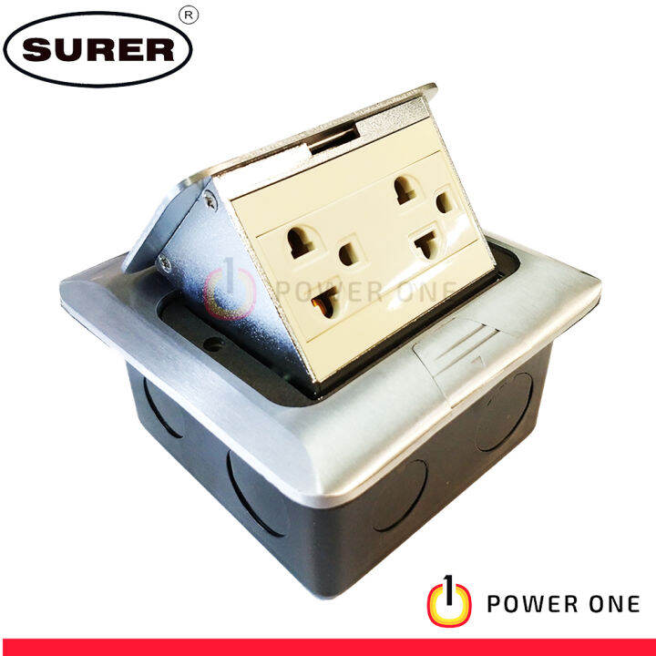 Surer 1016 2 Gang Pop-up Floor Outlet, Square Type (Aluminum) with FREE ...