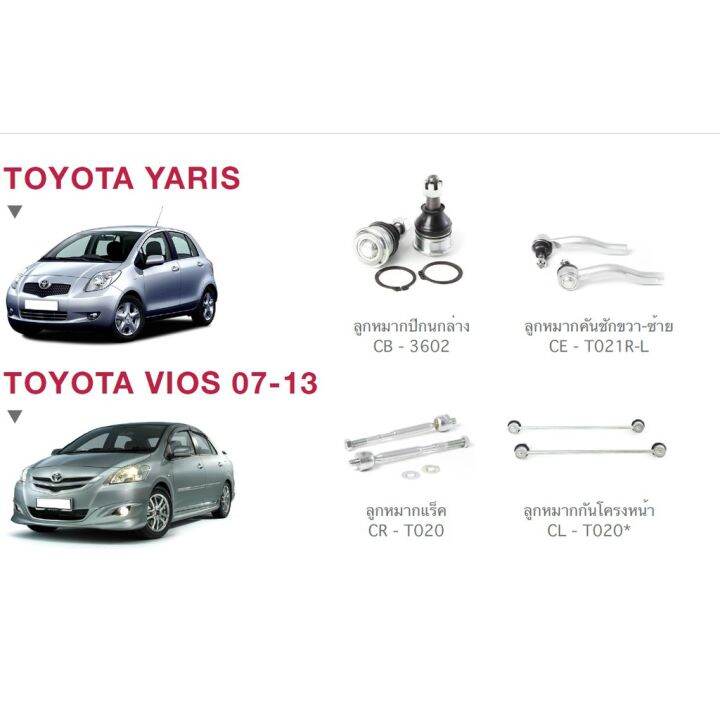 ชุด ลูกหมาก cera ช่วงล่าง ครบชุด TOYOTA YARIS,VIOS 07-13 ลูกหมากปีกนก ลูกหมากคันชัก ลูกหมากแร็ค ...