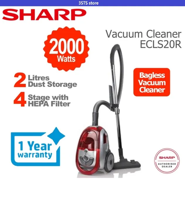 SHARP ECLS20R 2000W BAGLESS VACUUM CLEANER (RED) HEPA Filter | Lazada
