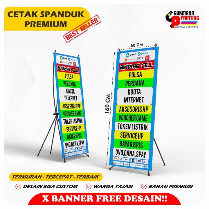 XBANNER KONTER PULSA / SPANDUK KONTER / BANNER KONTER PULSA 1 SET RANGKA | Lazada Indonesia
