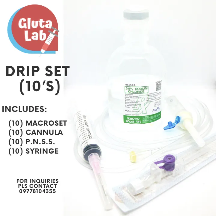 GLUTA LAB Drip set 10's (10 macroset 10 10ml syringe 10 IV cannula 10 ...