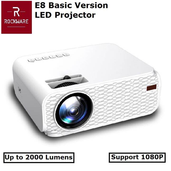 ROCKWARE RW-E8 BASIC - Multimedia Projector 2000 Lumens 1080P Support ...