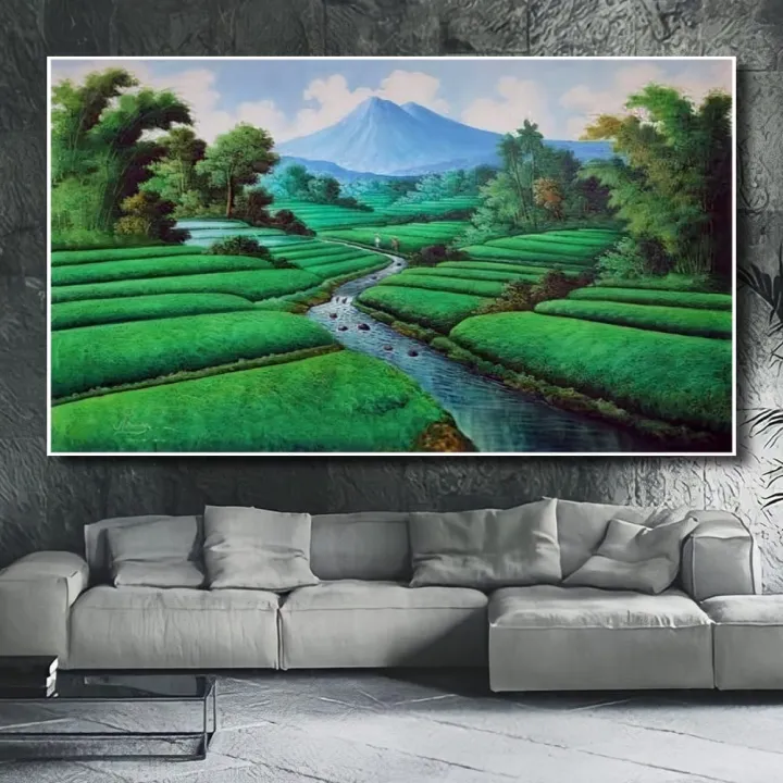HIASAN DINDING POSTER PEMANDANGAN ALAM SAWAH UKURAN BESAR XTRA JUMBO ...