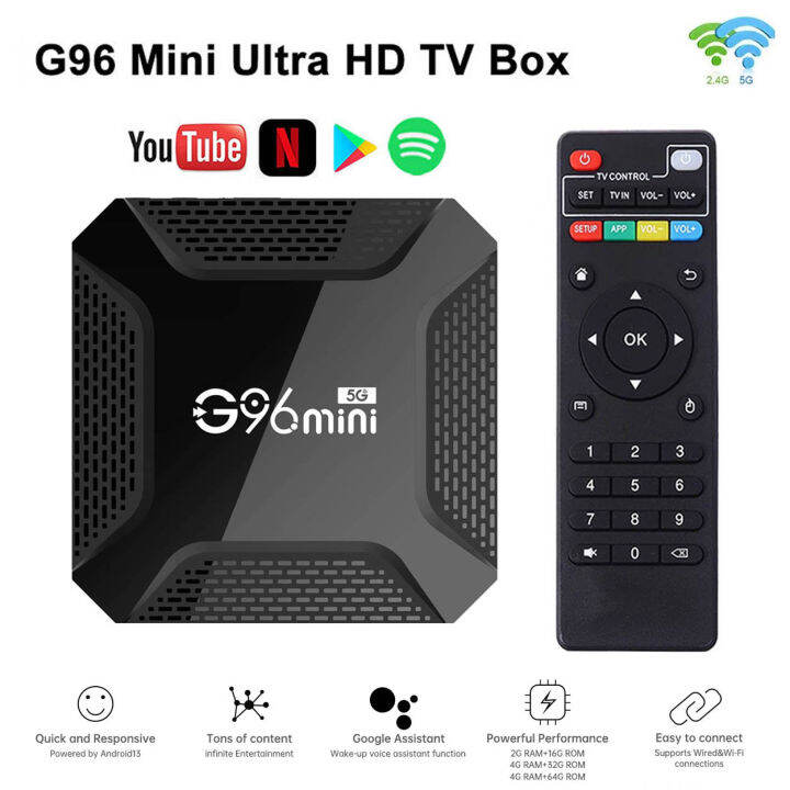 G96 Mini TV Box 8K Ultra HD 4GB+64GB Wireless 2.4G/5G dual-band WiFi ...