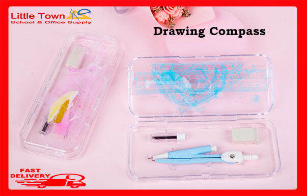 Metal Compasses Student Stationery Ruler Triangle Protractor Compass ...