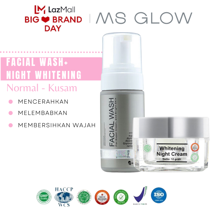 Ms Glow Bundle Facial Wash / Golden Glow + Night Cream ( Whitening / Luminous / Acne / White ...