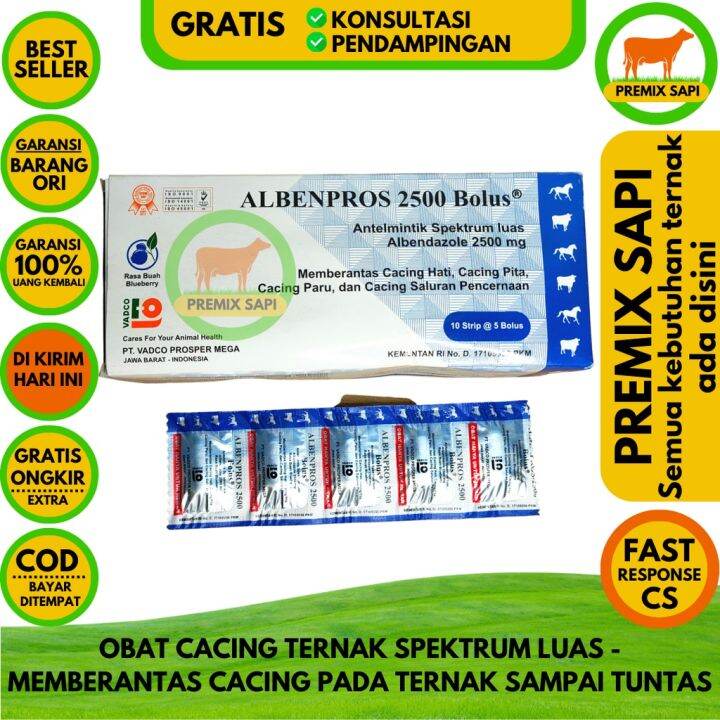 ALBENPROS 2500 BOLUS 1 PCS - Obat Cacing Bolus - Obat Cacing Sapi ...