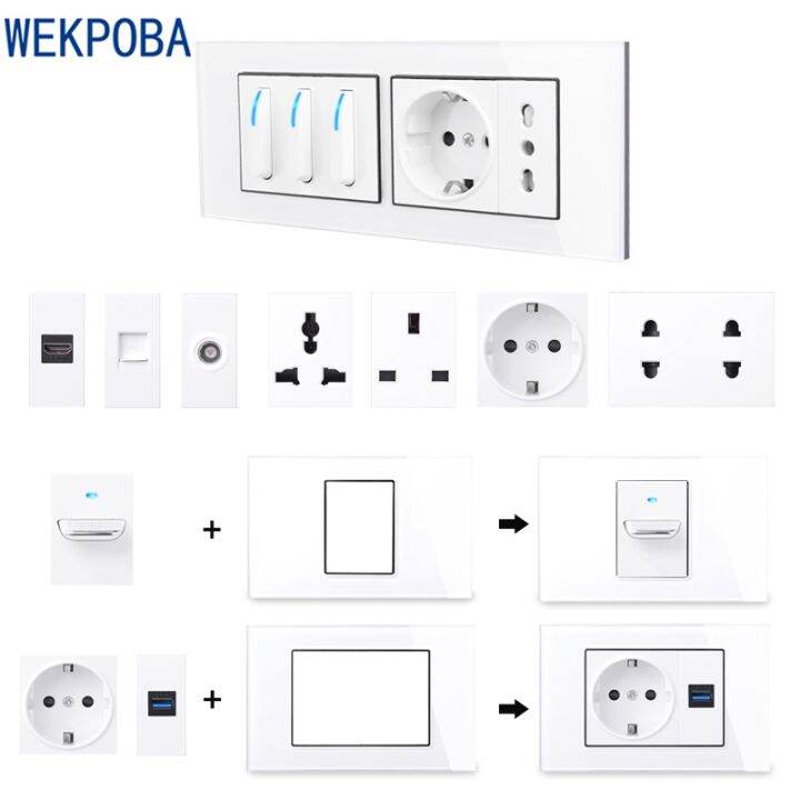 WEKPOBA US Standard Module DIY Wall Piano Key Light Switch EU/FR/UK ...