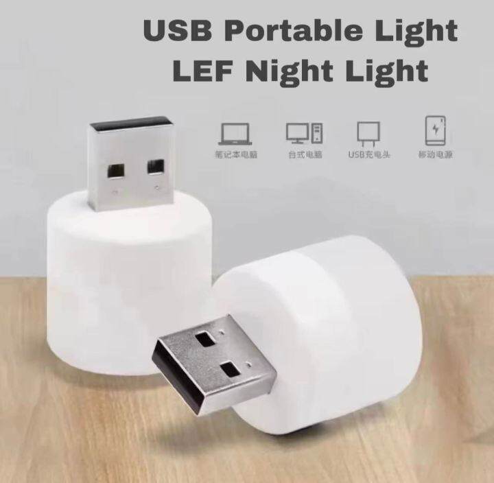 USB Mini LED Light Bulb Energy Saving Cool White Emergency Portable ...