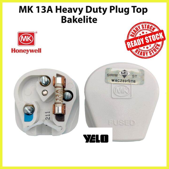MK Heavy Duty Bakelite 13Amp Fused 3 Pin Plug Top Sirim Approved | Lazada