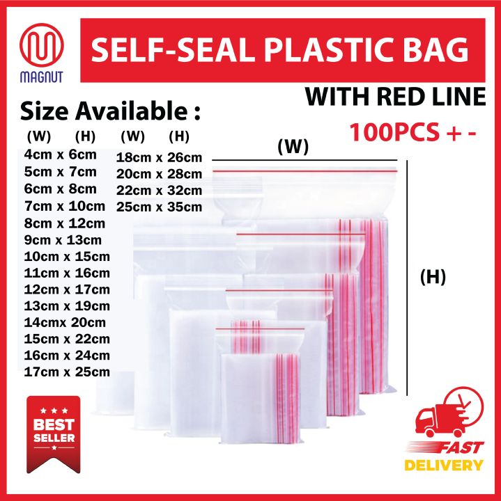 100pieces - Plastic Zipper Bag / Zip Lock Bag / Zip Bag / Transparent ...