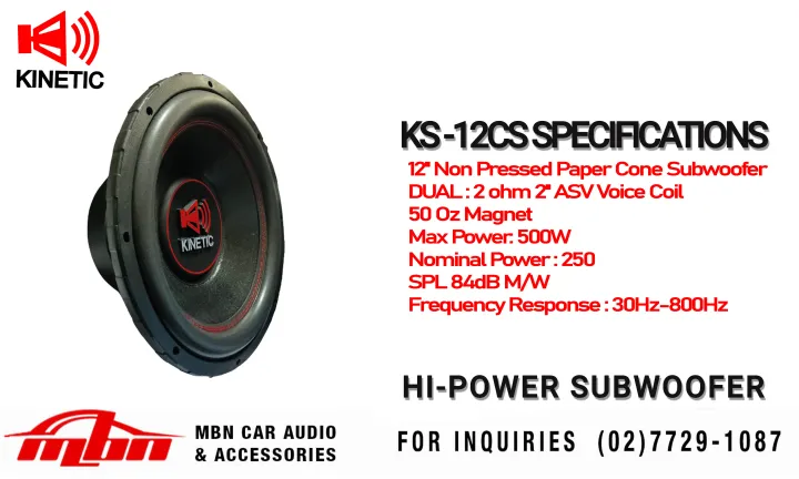 KINETIC 12''HI-POWER SUBWOOFER KS-12CS 500Watts Max. Power | Lazada PH