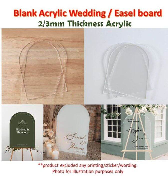 Blank Acrylic Wedding Welcome Board - easel board- A2 size arch shape ...