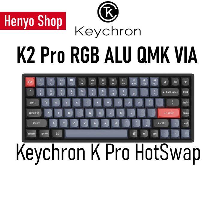 Keychron K2 Pro QMK VIA RGB ALU Wireless Mechanical Keyboard HotSwap 84-keys 75% ANSI Layout ...