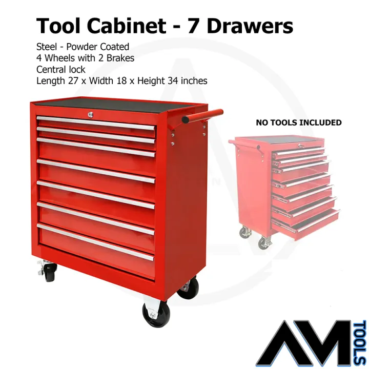 Tool Carriage New Color RED Tool Cabinet Roller Cabinet Tool Storage 7 Drawers RED | Lazada PH