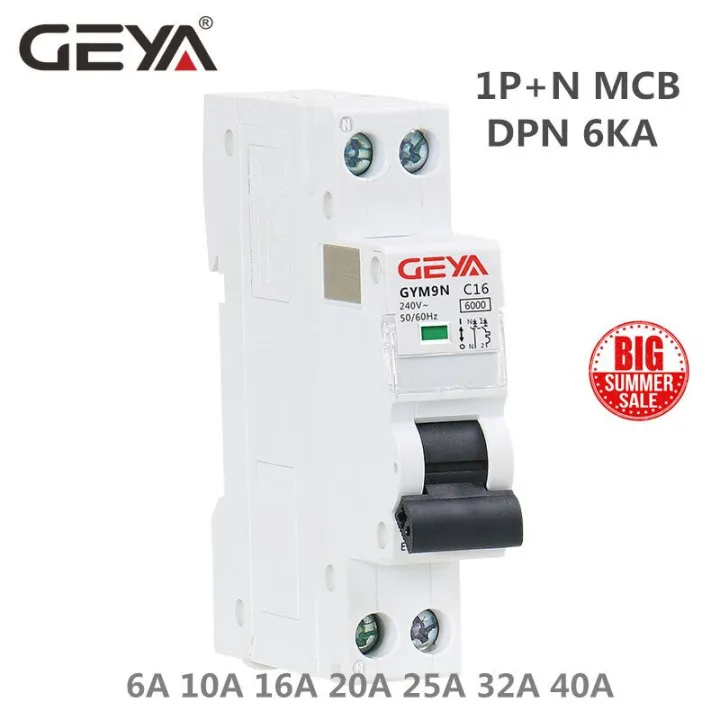 จัดส่งฟรี GEYA GYM9N DPN MCB 1P + N 6A 10A 16A 20A 25A 32A 40A 220V AC Mini Circuit Breaker ...
