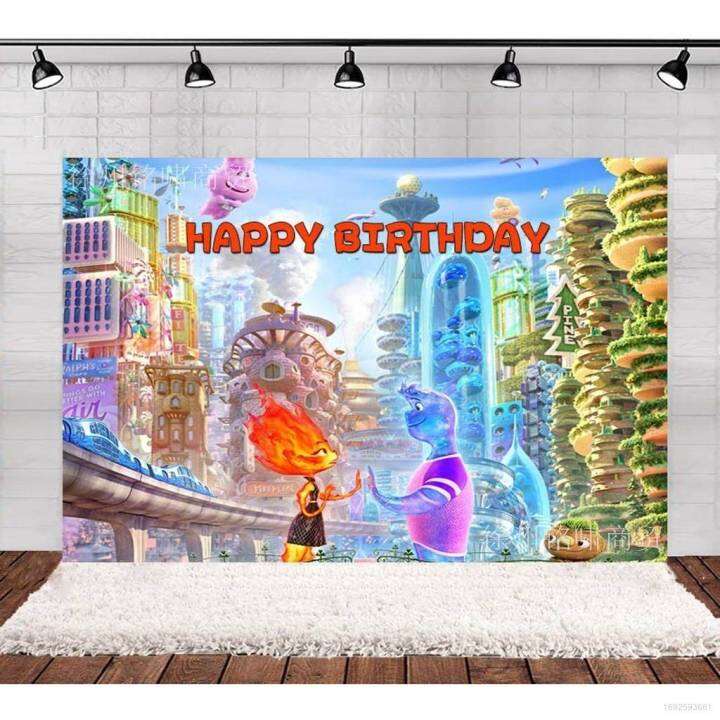 Kira Elemental Birthday theme backdrop banner party decoration photo ...