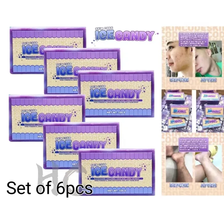 （Set of 6pcs）ICE CANDY Whitening and Anti-acne Soap Super Whitening ...