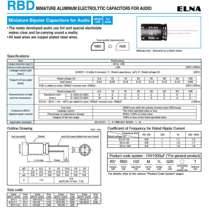ELNA 25V 3.3uf 6.8uf 22uf 47uf RBD CE-BP Non-polar Electrolytic ...