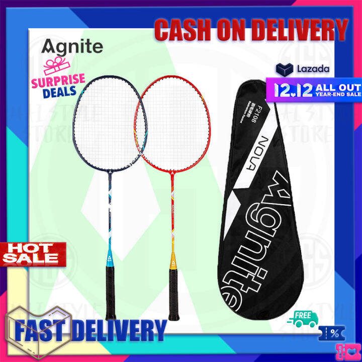 Agnite ไม้แบดมินตัน แพคคู่ (2 อัน) แถมกระเป๋าใส่ไม้แบด กำลังกายชุด ...