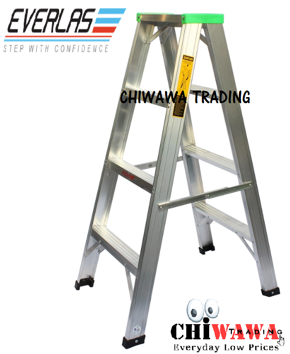Everlas DS04 4 Steps Heavy Duty Foldable Aluminium Double Sided Ladder ...