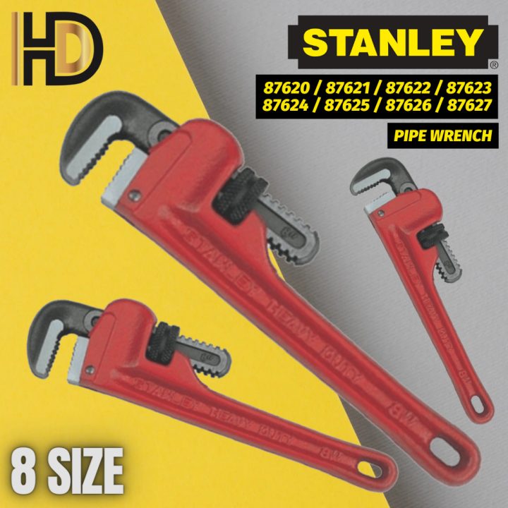 STANLEY Pipe Wrench / 8 Size Optional Pipe Wrench / 6" + 8" + 10" + 12 ...