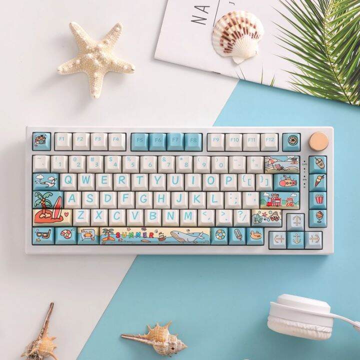 【Keycap Only】Summer Beach Keycap 126 Keys Cherry Profile PBT Five Sided ...
