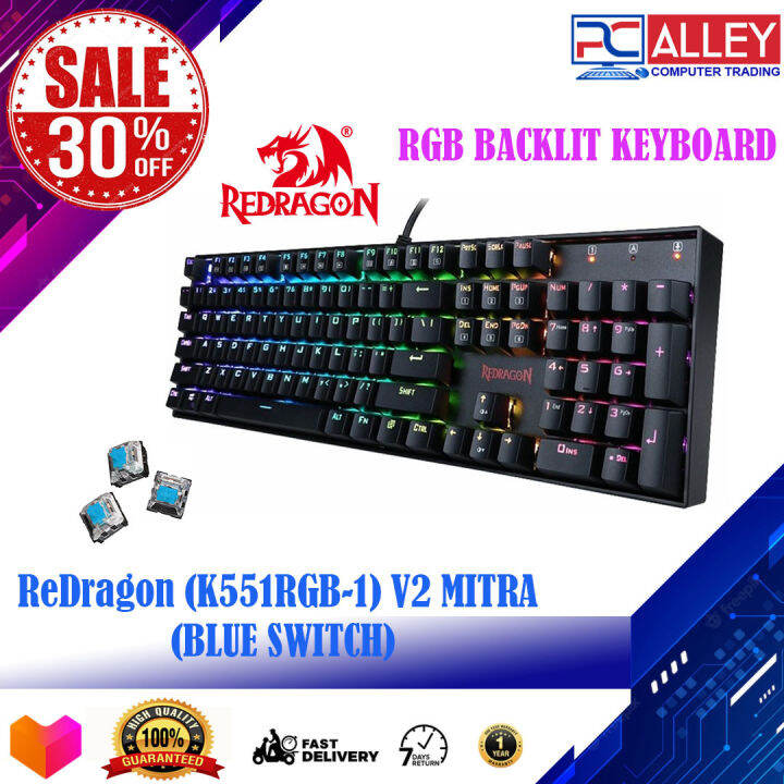 REDRAGON (K551RGB-1) V2 MITRA GAMING MECHANICAL KEYBOARD (BLUE SWITCH ...