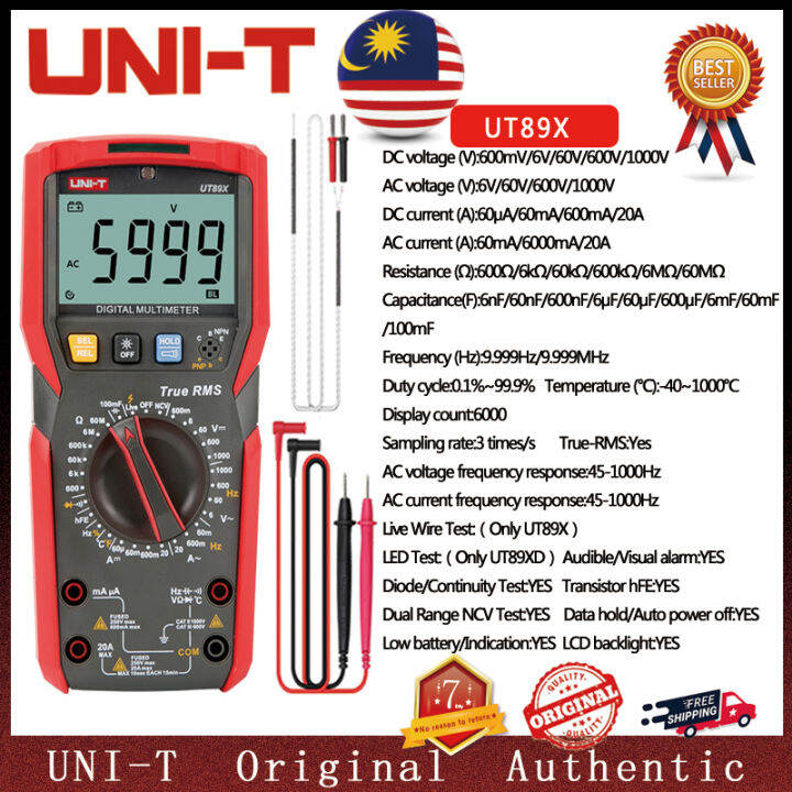 UNI-T UT89X T-RMS Multimeter Ac/Dc Voltmeter Ammeter, Frekuensi ...