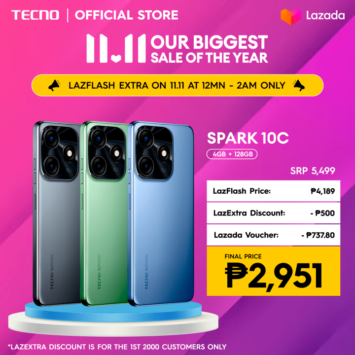 TECNO SPARK 10c ( 8GB RAM + 128GB ROM | 4GB RAM + 128GB ROM ) - Octa-Core CPU - 16MP Clear Rear ...