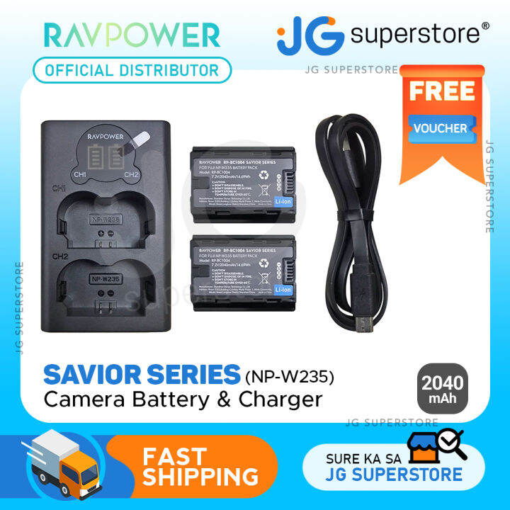 RAVPower Savior Series NP-W235 2-Pcs 2040mAh Li-Ion Camera Batteries ...
