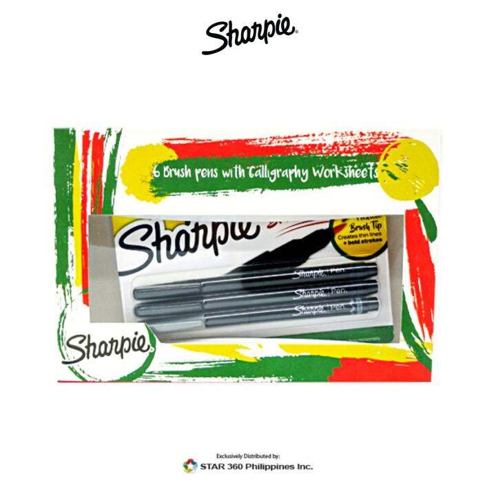 Sharpie Brush Pen 6CT w/ Calligraphy Worksheet | Lazada PH