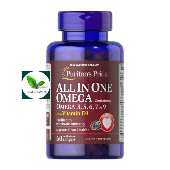 แท้ Puritan's Pride All In One Omega 3, 5, 6, 7 & 9 with Vitamin D3 ...