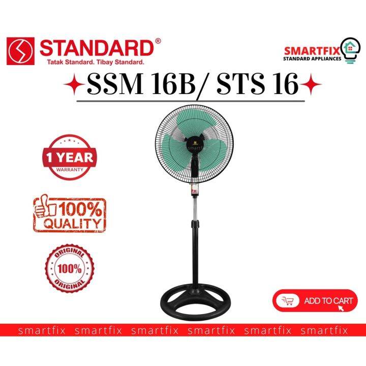 Standard Electric Fan Stand Fan 16" Banana Blade Black Version SSM 16B ...
