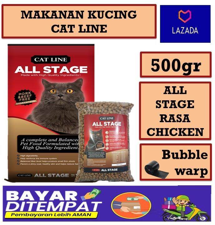 Makanan Kucing CAT LINE ALL STAGE rasa chicken Kemasan 500gr Makanan ...