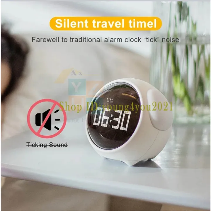wall clock home decor Cute Expression Pixel Alarm Clock Multi Function Digital Clock Voice ...