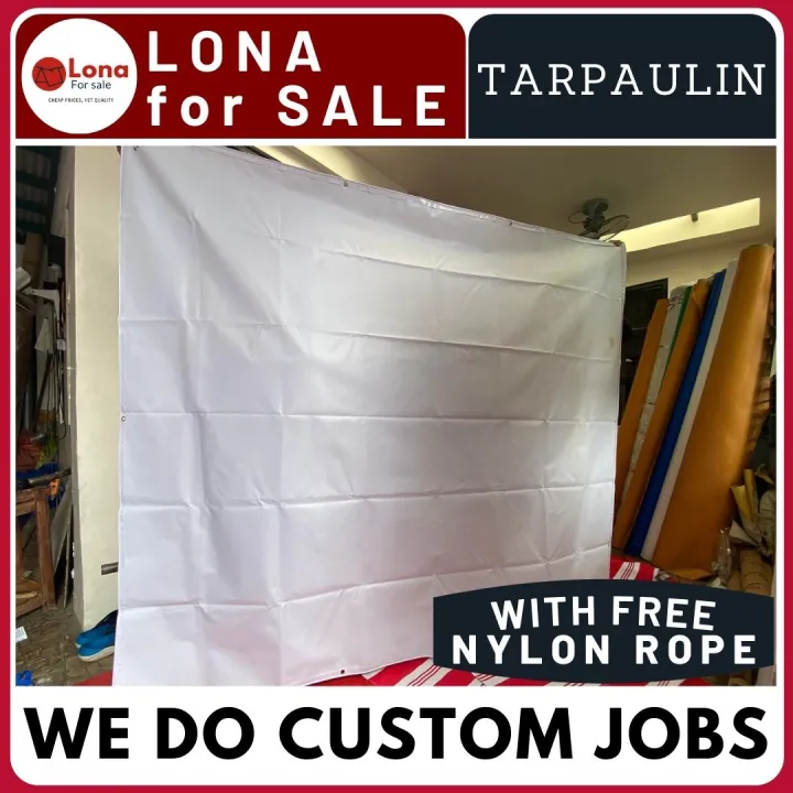 One Piece 6X7ft high quality WHITE TARPAULIN "FOR TEMPORARY USE ONLY" 100% waterproof trapal ...