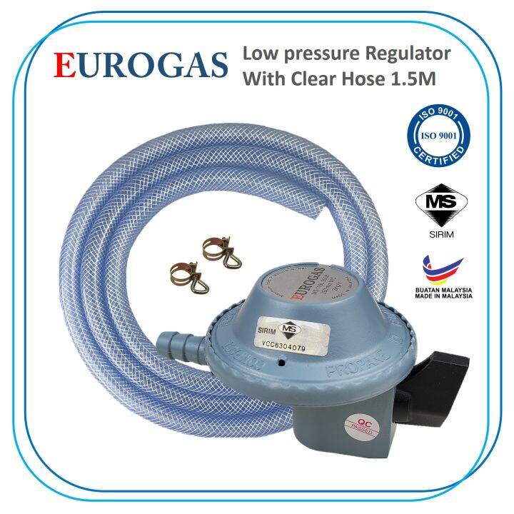 Eurogas Sirim LPG Low Pressure Regulator Kepala Gas Buatan Malaysia With 1.5 Meter Gas Hose ...